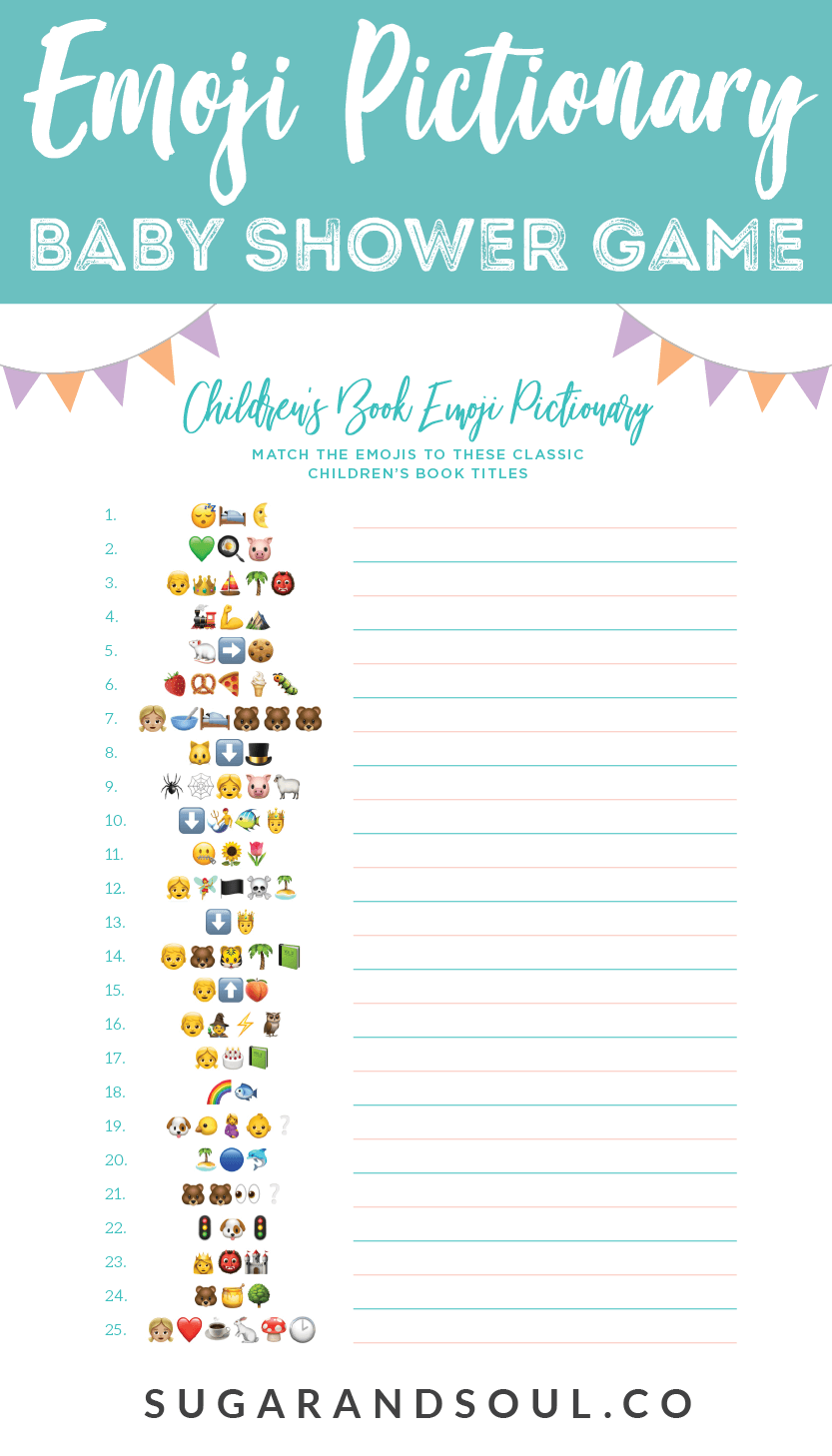 Emoji Pictionary Baby Shower Game Free Printable | Sugar & Soul Emoji Pictionary Baby Shower Game Free Printable | Sugar & Soul